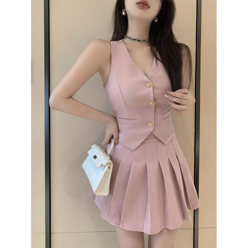 Jual ONE SET VEST MINI SKIRT ROK PENDEK WANITA ( SKIRT & VEST ) MX218 ...