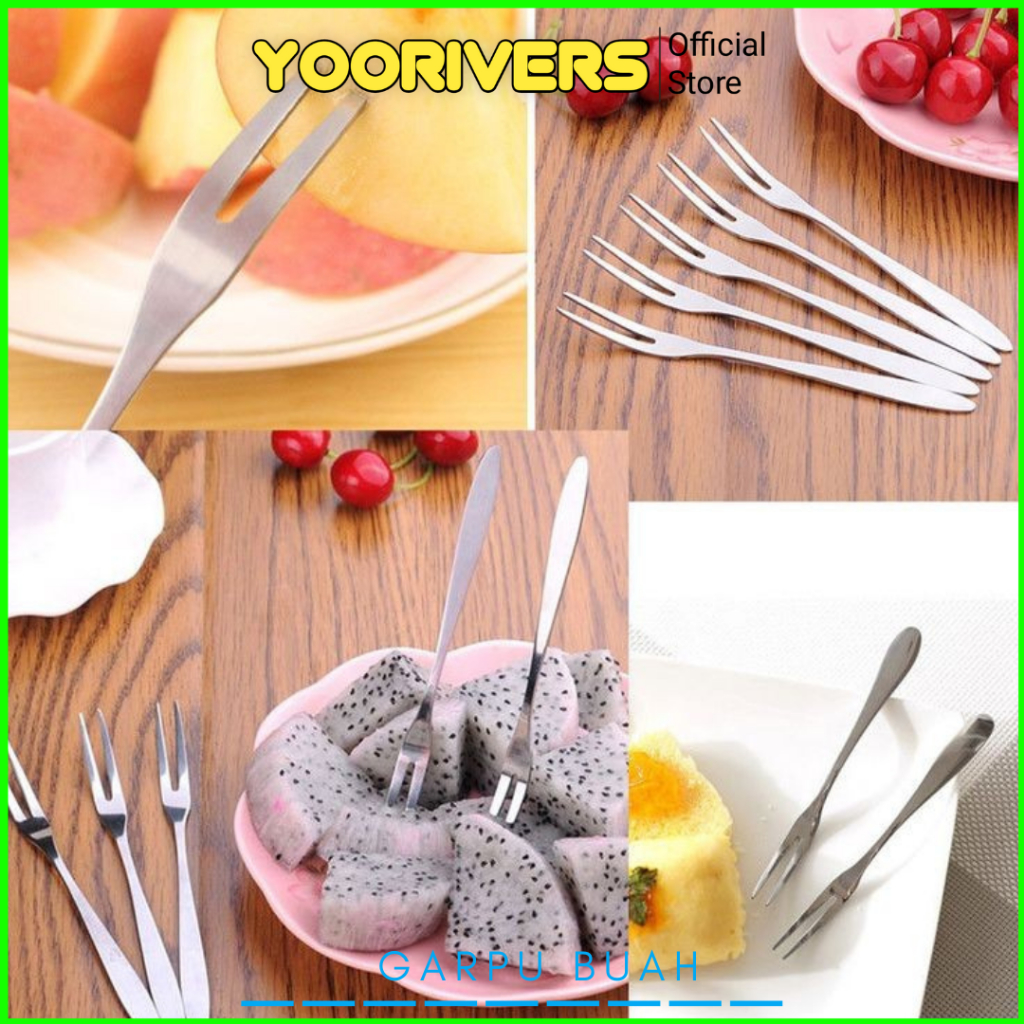 Jual Garpu makan buah stainless garpu kue besi garpu mini makanan ...
