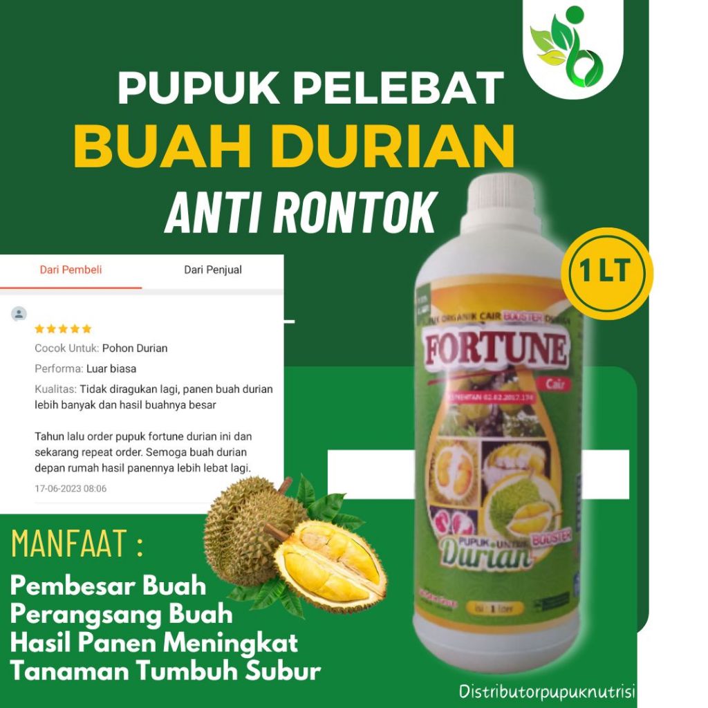 Jual FORTUNE DURIAN CAIR 1 Liter, Pupuk Durian agar tidak rontok - Pemicu durian cepat berbuah ...