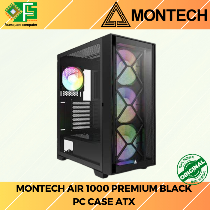 Jual Casing PC Montech AIR 1000 Premium Black + 4x ARGB Fan | CPU Case ...