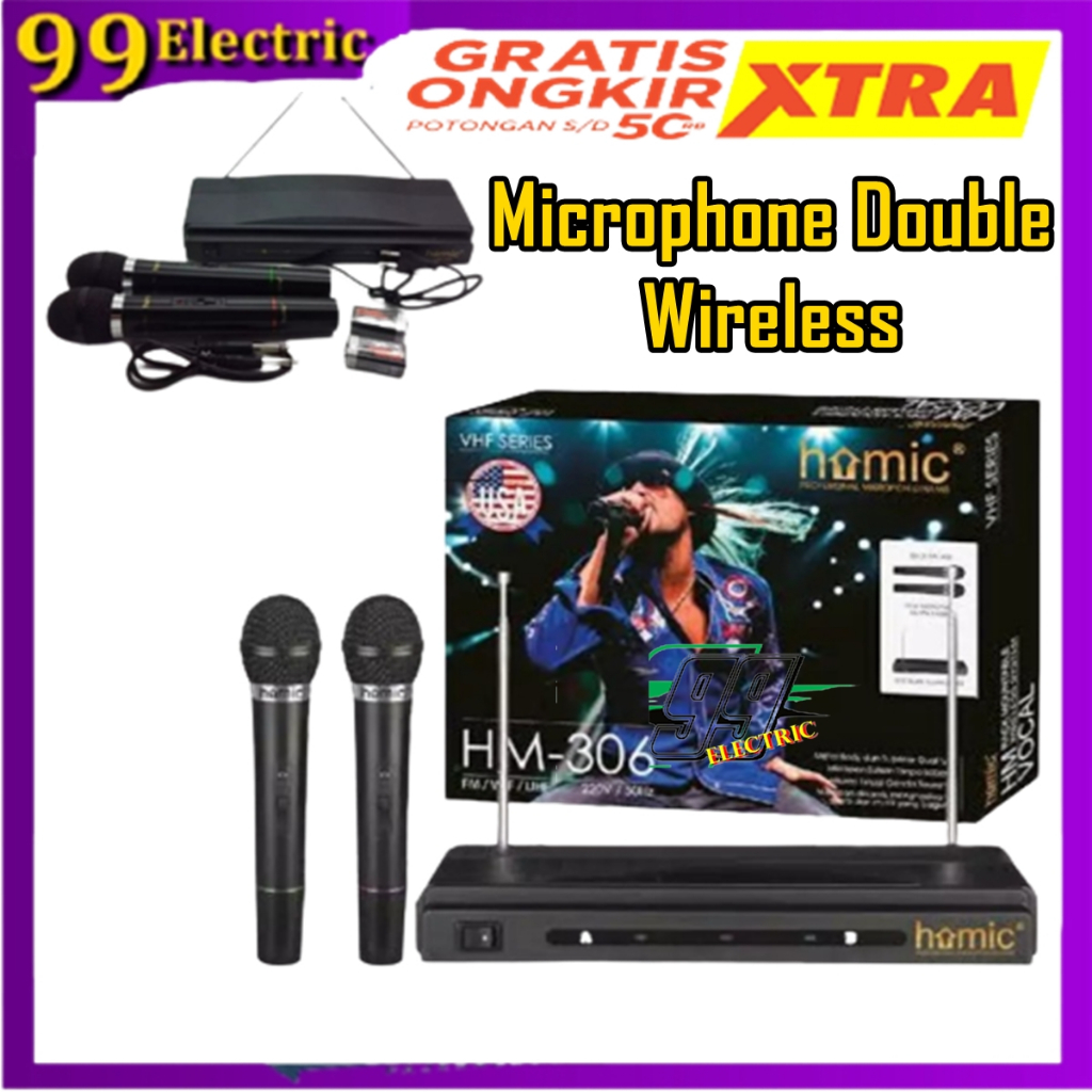 Jual Mic Wireless Double Microphone/Mic Tanpa Kabel/Microphone Wireless ...
