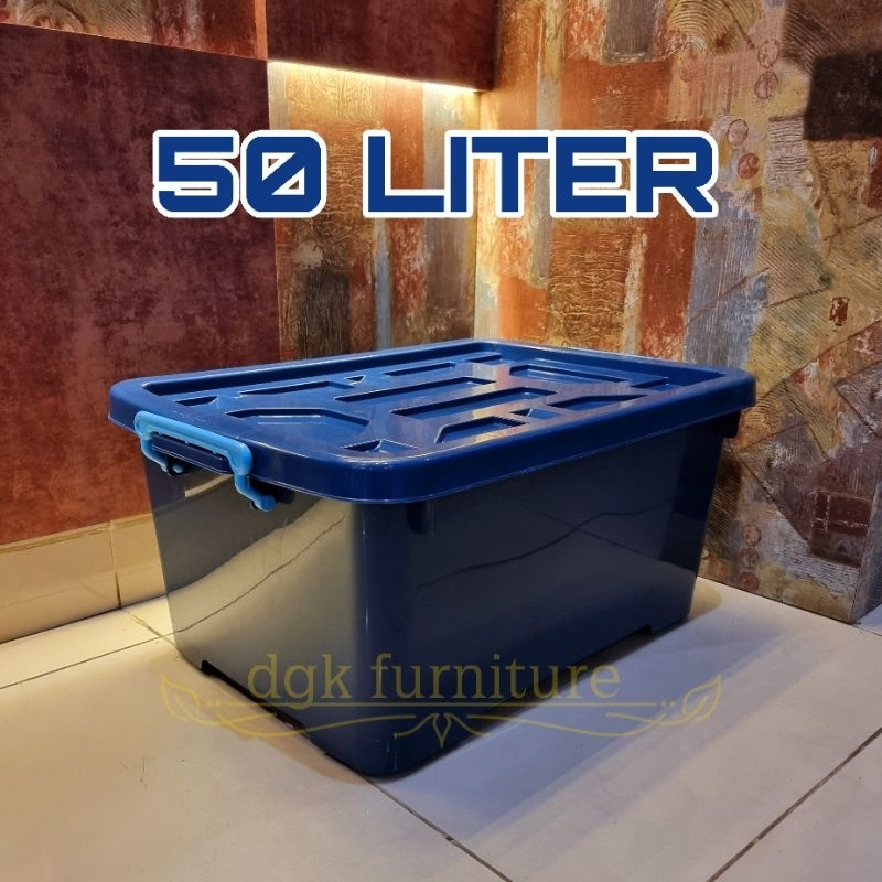 Jual Kontainer Container Plastik 50 Liter 50 Litre 50 L 50L Biru Tua ...