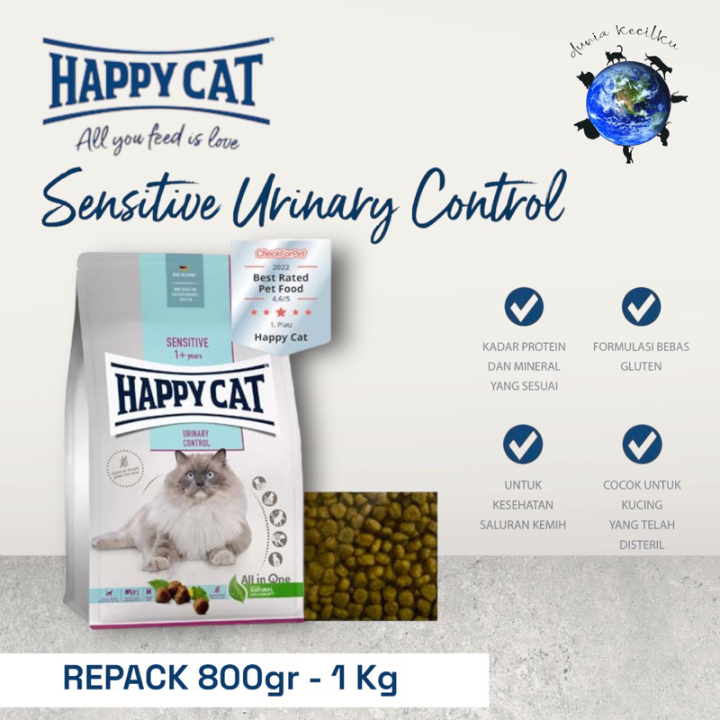 Jual Happy Cat Sensitive Urinary Control Cat (REPACK 800gr - 1 Kg ...