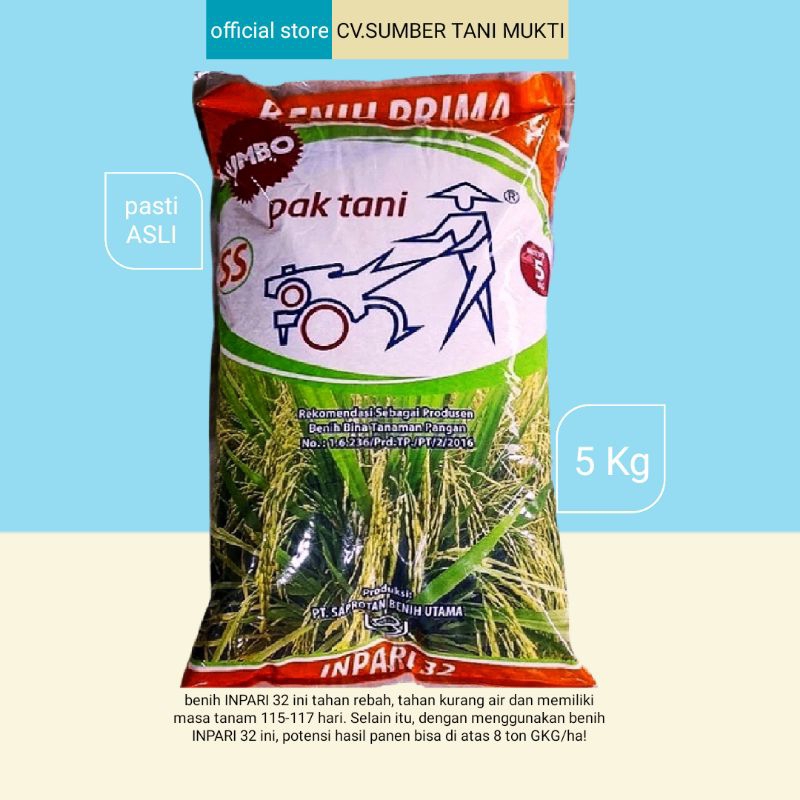Jual BENIH PADI INPARI 32 LABEL UNGU KEMASAN 5 KG PRODUK SAPROTAN UTAMA ...