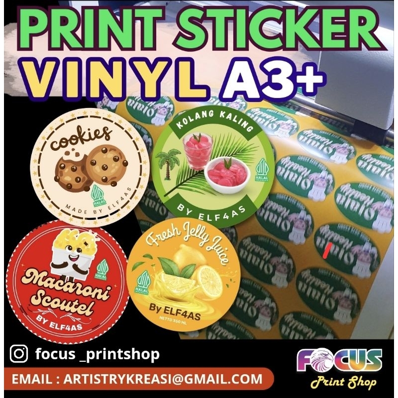 Jual Print Sticker Vinyl Cetak Label Produk A3+ Potong Sesuai Pola ...
