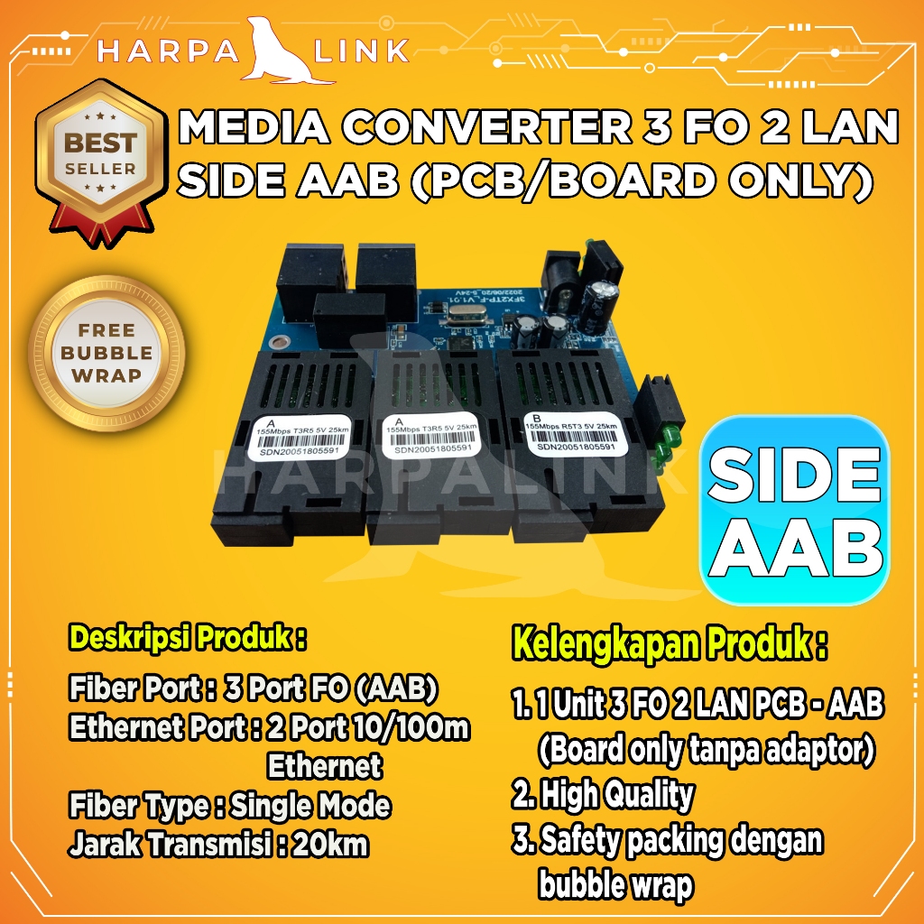 Jual Media Converter 3 FO 2 LAN 3 SC 2 RJ45 3F2E 10/100 Mbps PCB Board ...