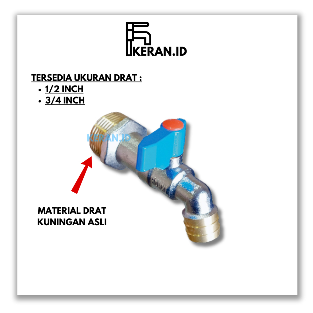 Jual [KERAN.ID] Kran Tembok Kuningan Model Onda 1/2" 3/4" Body Panjang ...