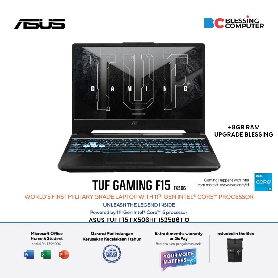 Jual ASUS TUF F15 FX506HF I525B6T O i5 11400H 16GB 512GB UPGRADE BLESSING | Shopee Indonesia