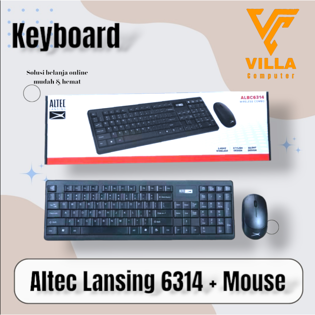 Jual Keyboard Mouse Wireless Altec Lansing ALBC-6314 Silent Black ...