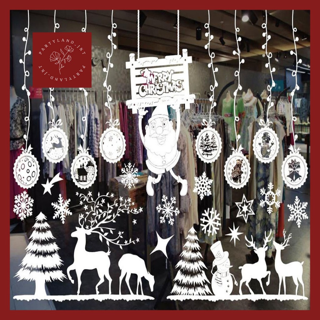 Jual 1 Set Christmas Sticker Window Natal Ornamen Shop Decoration Merry ...