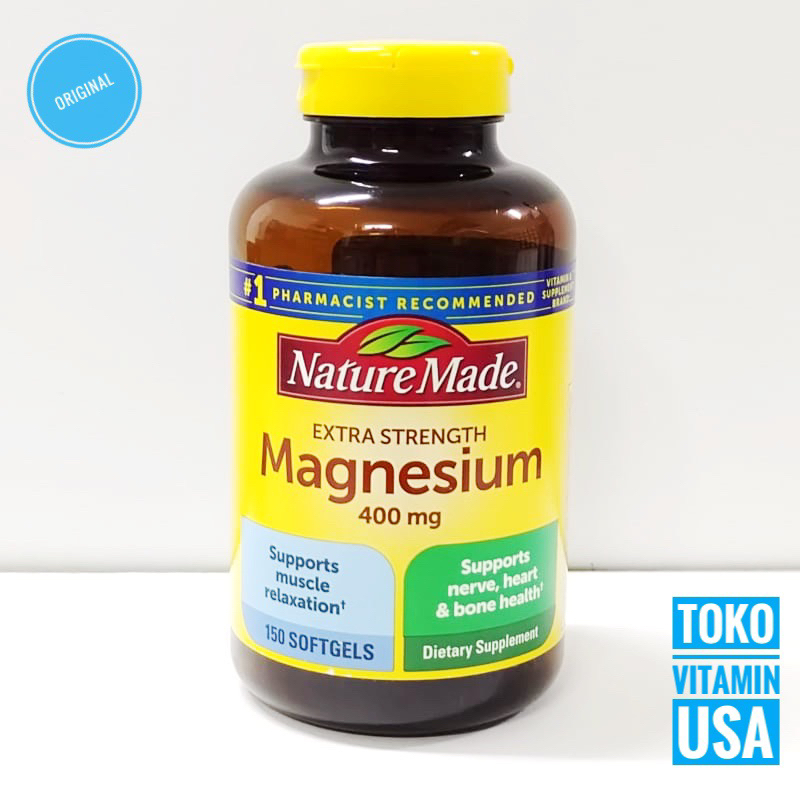 Jual Nature Made Extra Strength Magnesium 400 mg 150 Softgels | Shopee ...