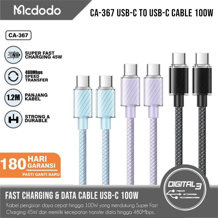Jual Mcdodo CA-367 Kabel Data USB-C to USB-C PD Type C Cable Nylon 100W | Shopee Indonesia