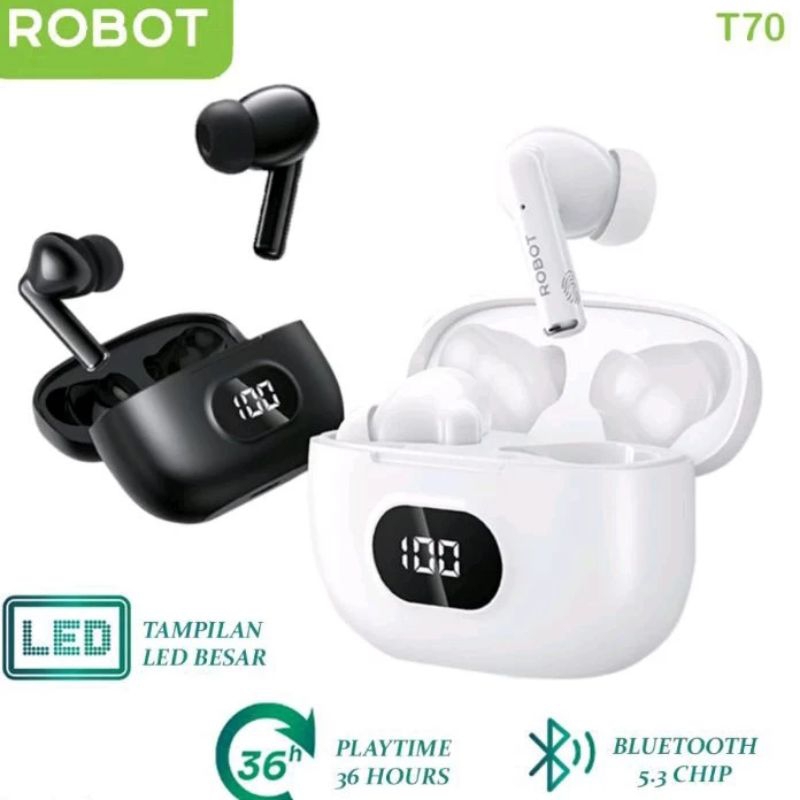 Jual Robot Airbuds T70 Headset Bluetooth 5.3 Tws Earphone Wireless ...
