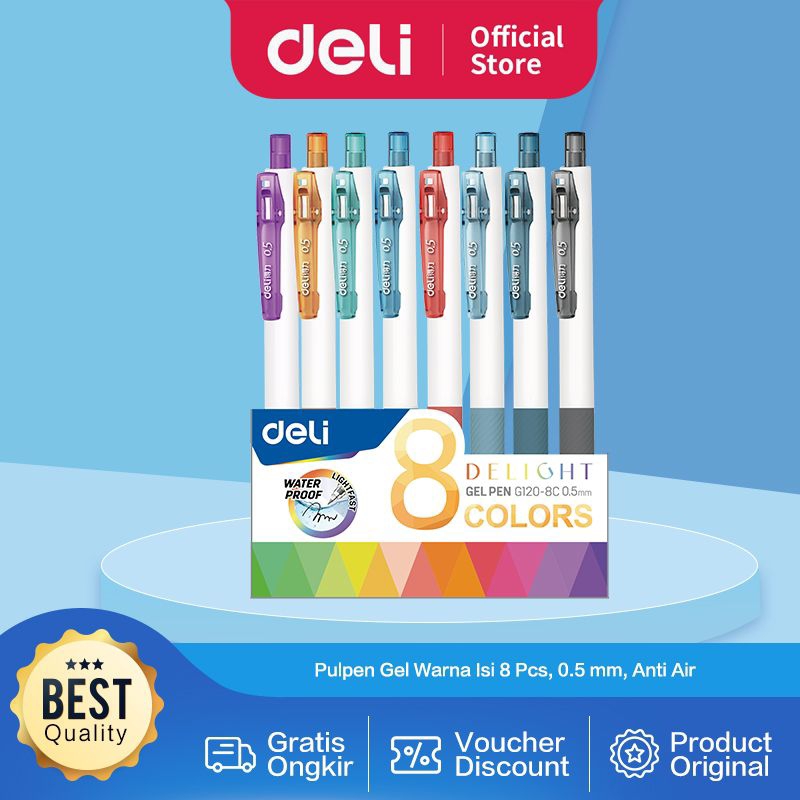 Jual DELI EC SET 8 GEL PEN DELIGHT EG120 | Shopee Indonesia
