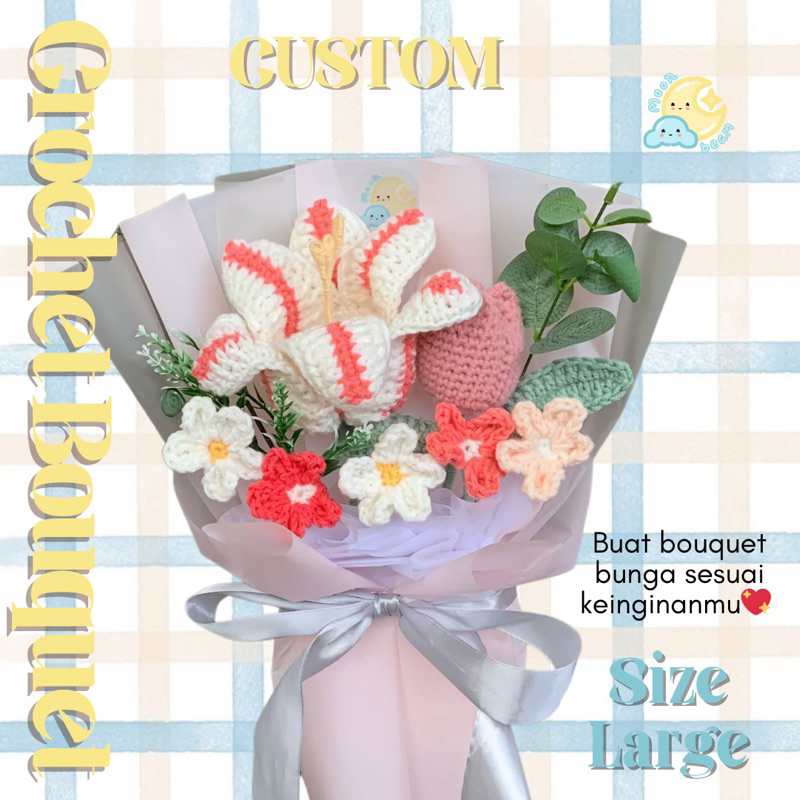 Jual CUSTOM BY REQUEST Crochet Bouquet Large / Buket Bunga Rajut Large ...