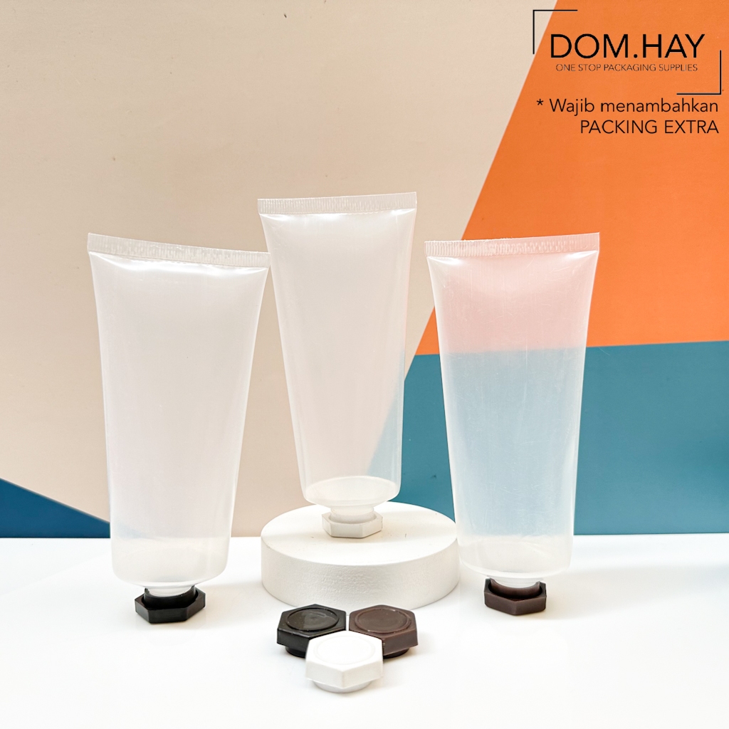 Jual 100ml Botol Tube Clear HEXA Tutup Putar Plastik Packaging Skin ...