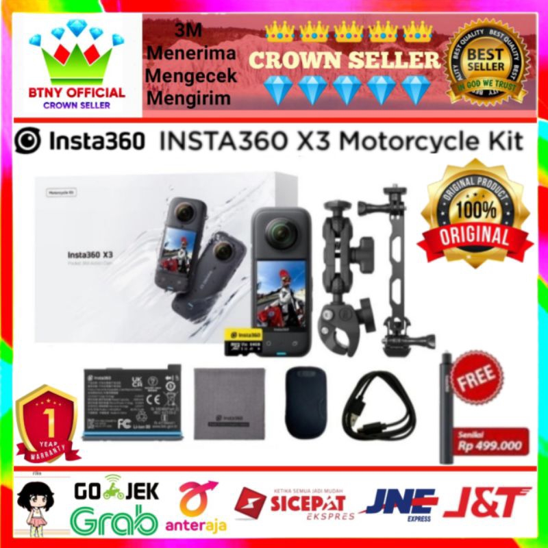 Jual Insta360 X3 Motorcycle Kit Bundle insta Pocket 360 Action Camera ...