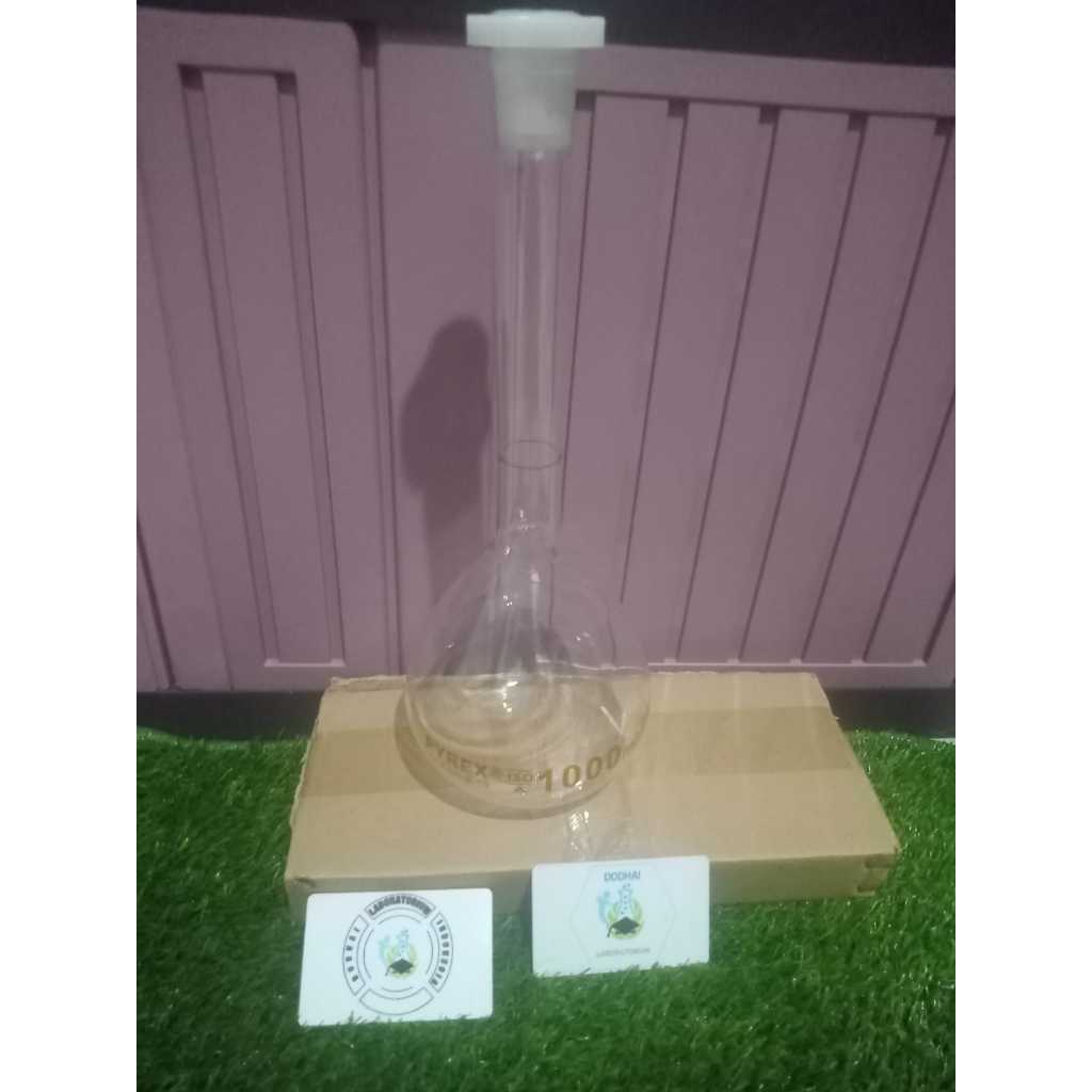 Jual Labu ukur, volumetric flask, Labu tentukur. merk pyrex ukuran 1000 ml | Shopee Indonesia