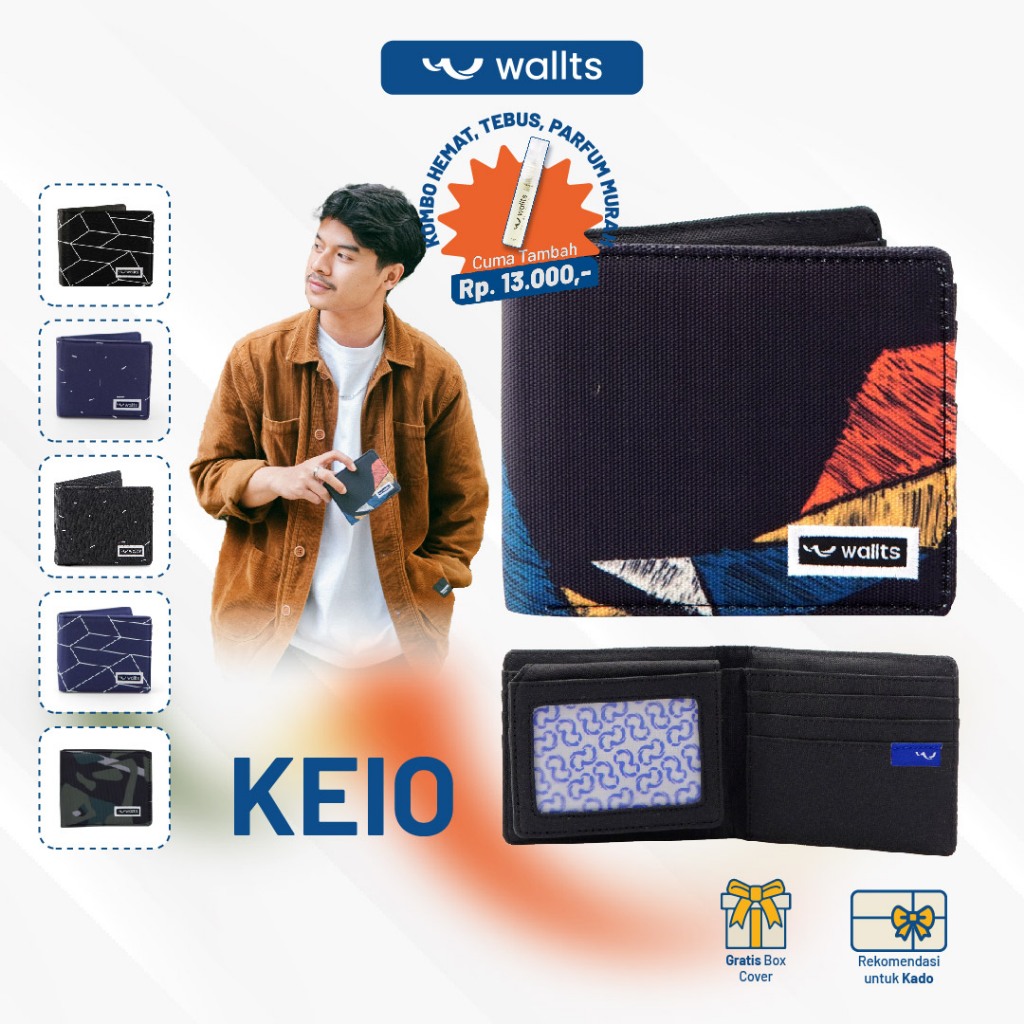 Jual Wallts Dompet Lipat Kanvas Pria Anti Air - Keio Motif | Shopee Indonesia