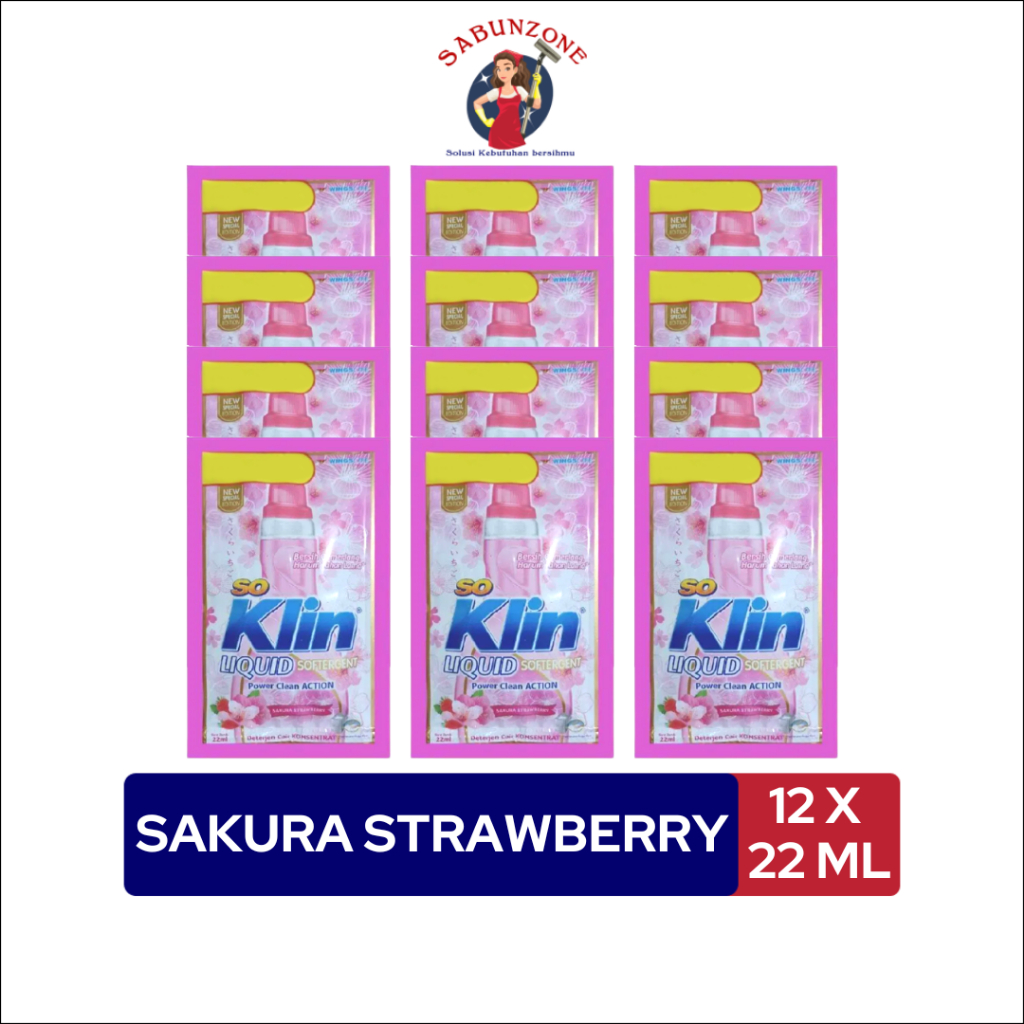 Jual Paket Murah Deterjen Cair Sachet So Klin Liquid Sakura Strawberry Renceng Sachet 22 ml x12 ...