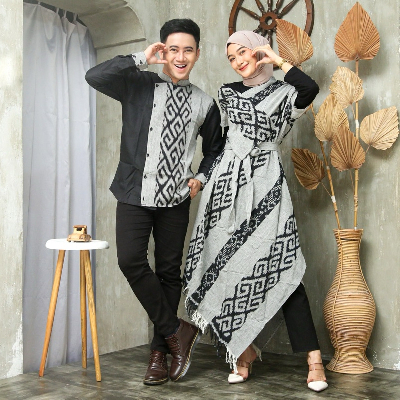 Jual keishan.id - ivory abu couple tenun songket asli jepara sumba ...