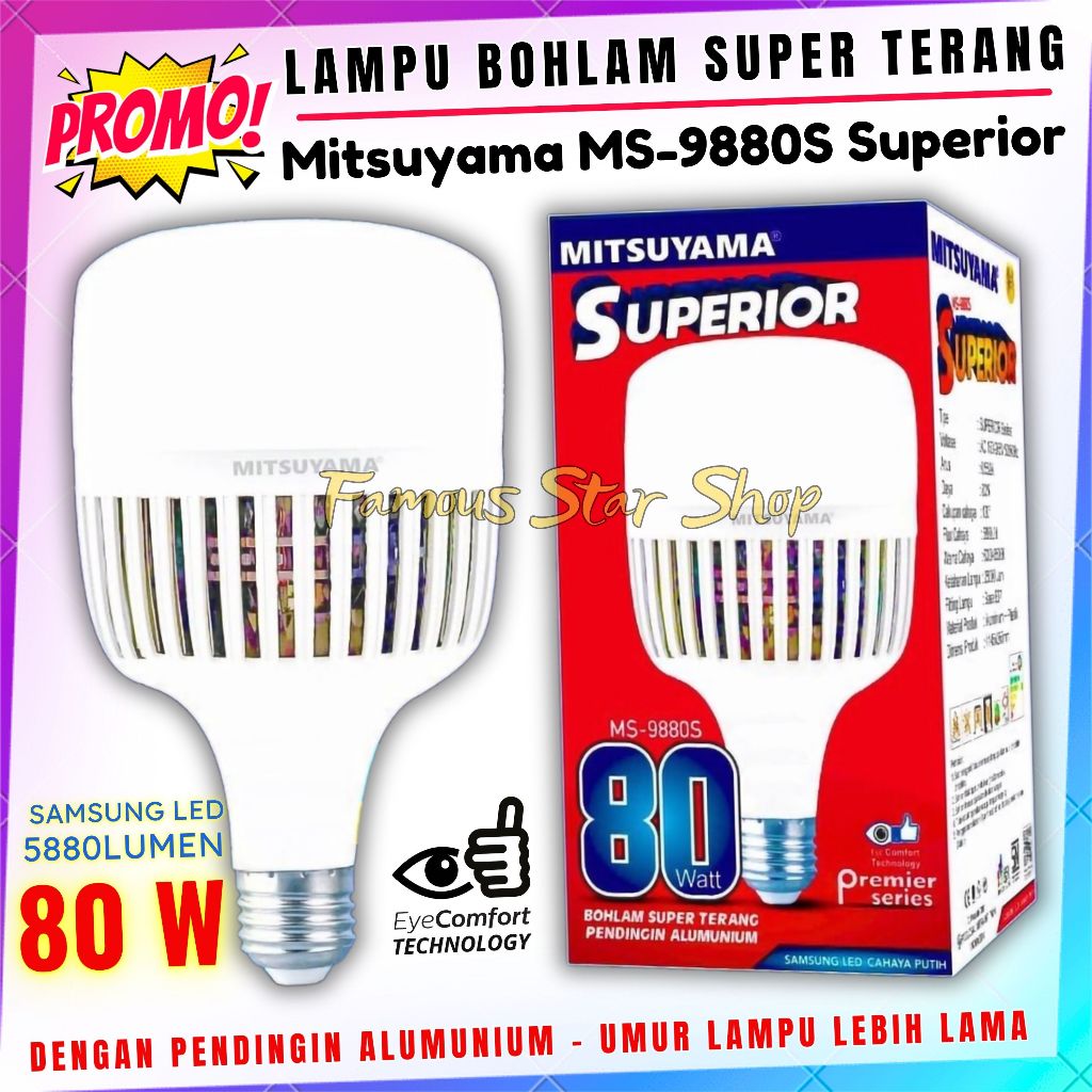 Jual LAMPU 80W BOHLAM SUPER TERANG DENGAN PENDINGIN ALUMINIUM UMUR ...