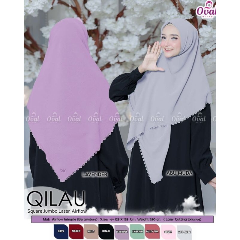 Jual Qilau Square Hijab Segiempat Airflow Crinkle Jumbo By Oval Hijab ...