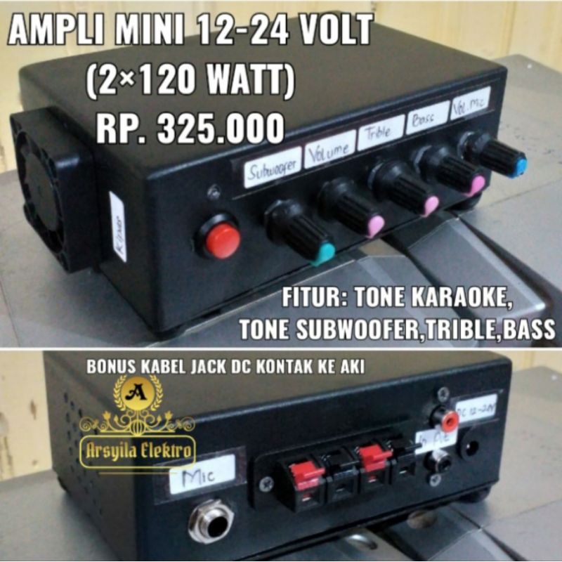Jual POWER AMPLIFIER / AMPLI MINI 12 - 24 VOLT , 120x2Watt, Tone ...