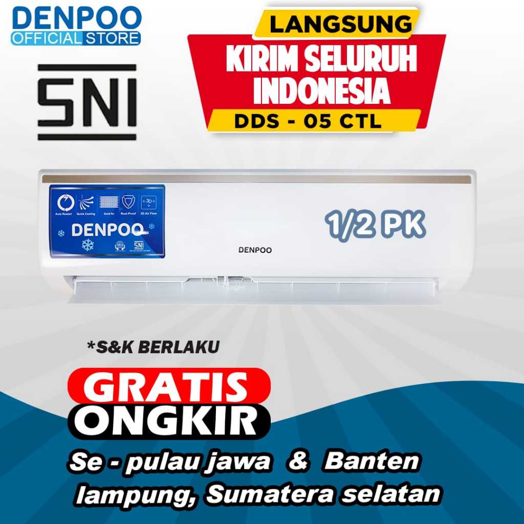 Jual DENPOO AC SPLIT DDS 05 CTL 1/2 PK AIR CONDITIONER UNIT ONLY ...