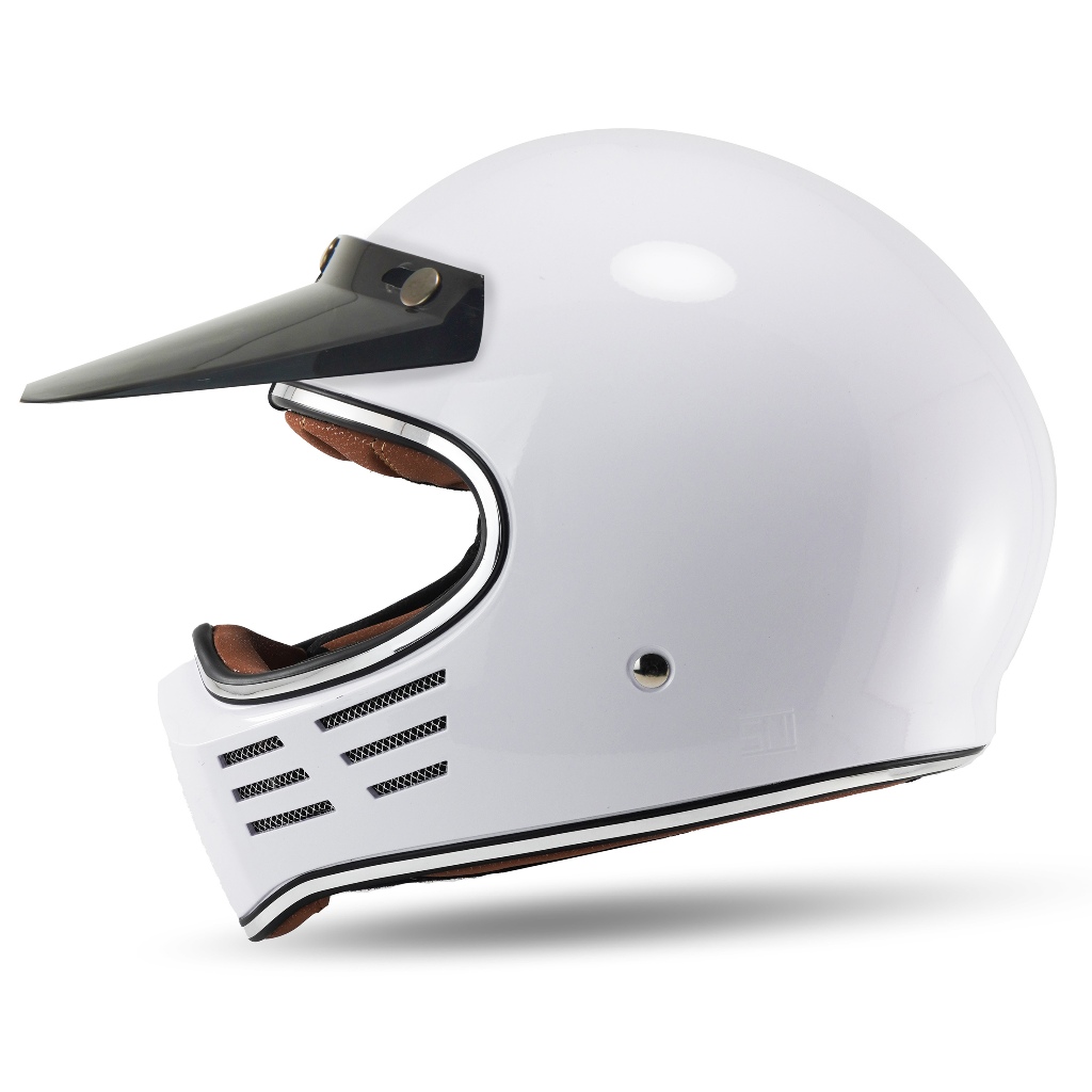 Jual Jitsu Helm Full Face Cakil White Solid SNI | Shopee Indonesia