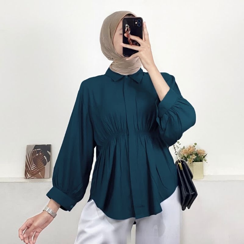 Jual AIKO SHIRT BLOUSE / KEMEJA KERUT DEPAN / KEMEJA WANITA | Shopee ...