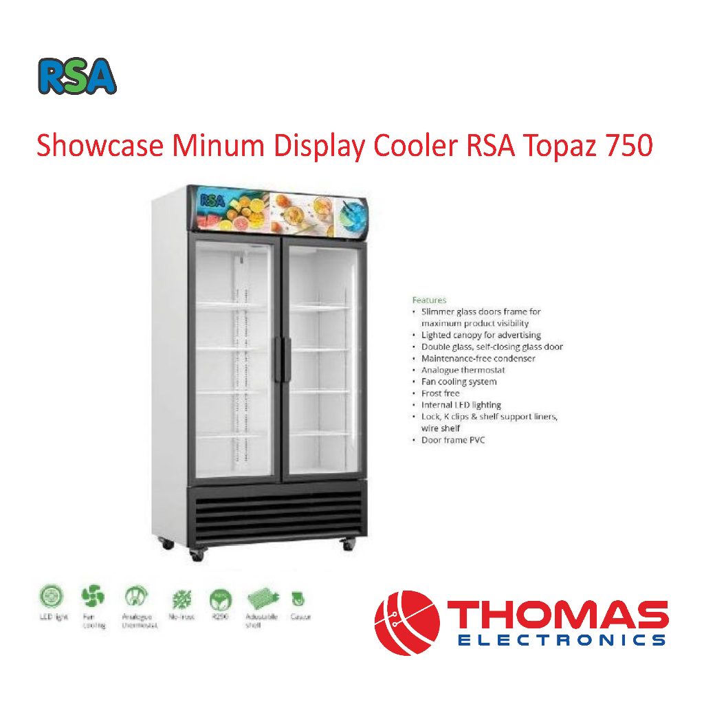 Jual Showcase Display Cooler RSA Topaz 750 730 L 2 Pintu Garansi Resmi ...