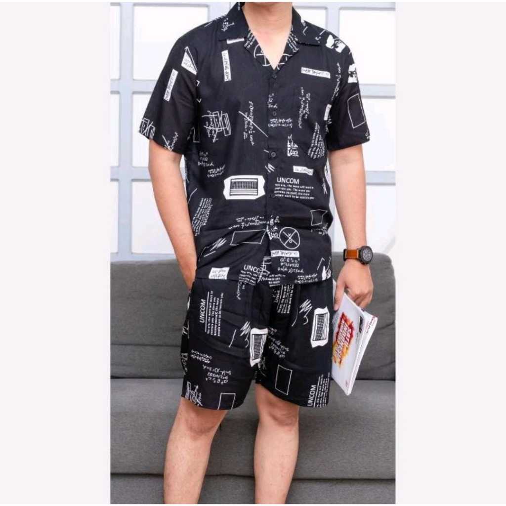 Jual Set Kemeja Hawaiian Printing | Kemeja Oneset | Pajamas Pria ...