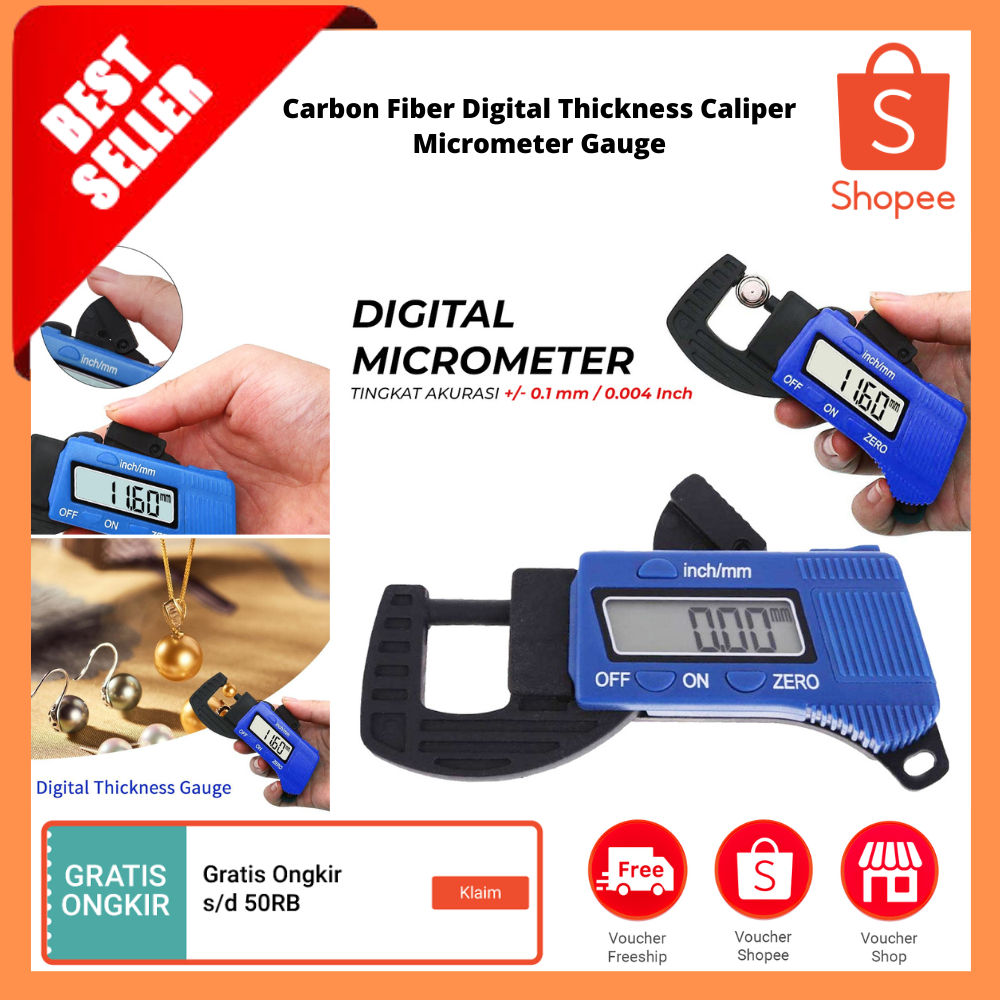 Jual Carbon Fiber Digital Thickness Caliper Micrometer Gauge / Alat ...