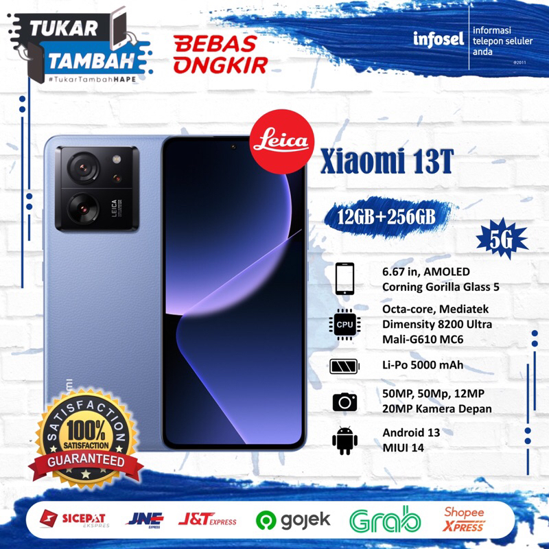Jual XIAOMI 13T 12/256 GB AMOLED 144Hz IP 68 MEDIATEK 8200 ultra GARANSI RESMI | Shopee Indonesia