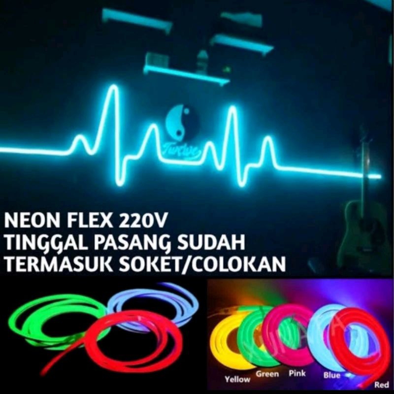 Jual Lampu LED neon flex 220 lengkap tinggal colok , panjang 2M dan 3 meter | Shopee Indonesia