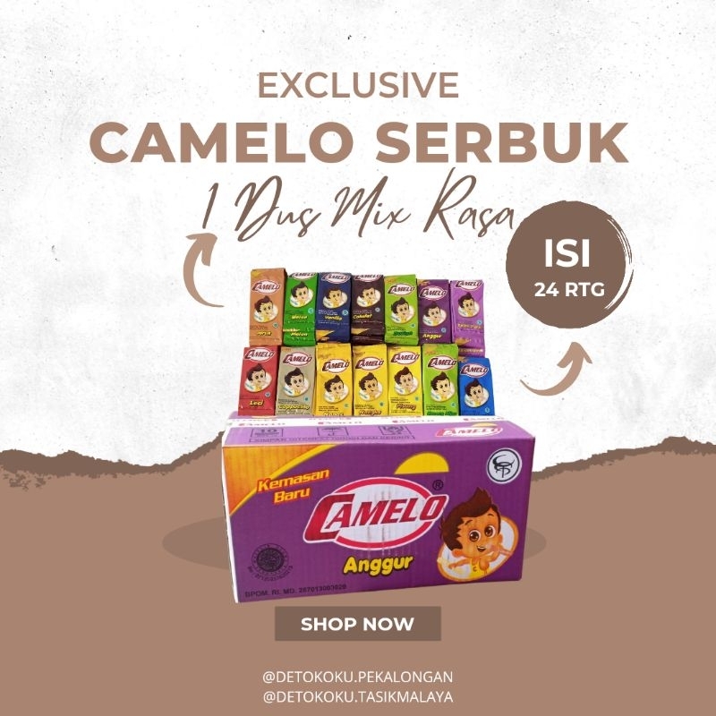 Jual Es Camelo Serbuk - 1 Dus Mix Rasa isi 240pcs | Shopee Indonesia