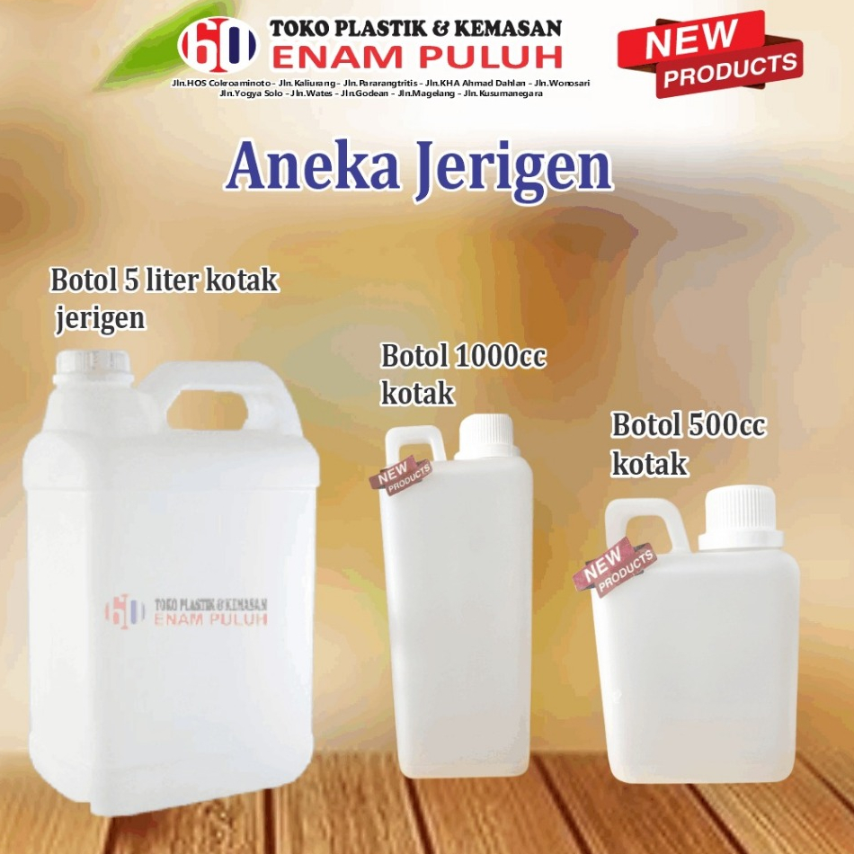 Jual Jerigen hdpe 500ml 1liter 5liter kotak baru segel termasuk tutup ...