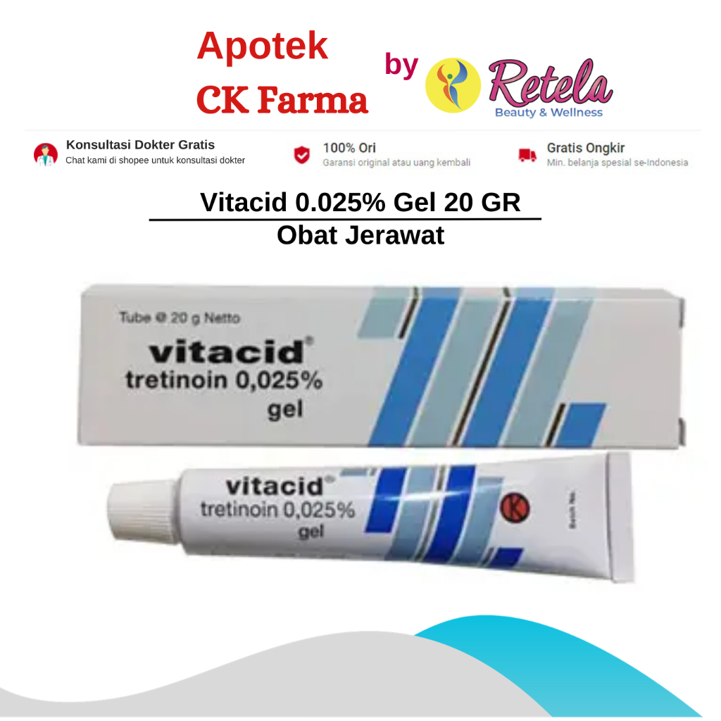 Jual Vitacid 0.025% Gel 20 GR/Retinoic Acid/Obat Jerawat | Shopee Indonesia