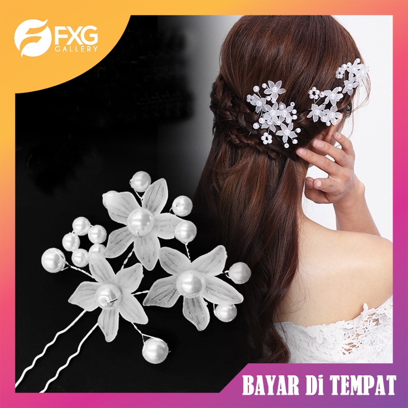 Jual FXG - Tusuk Konde Cantik Mahkota Rambut Bunga Mutiara Style Gaya ...