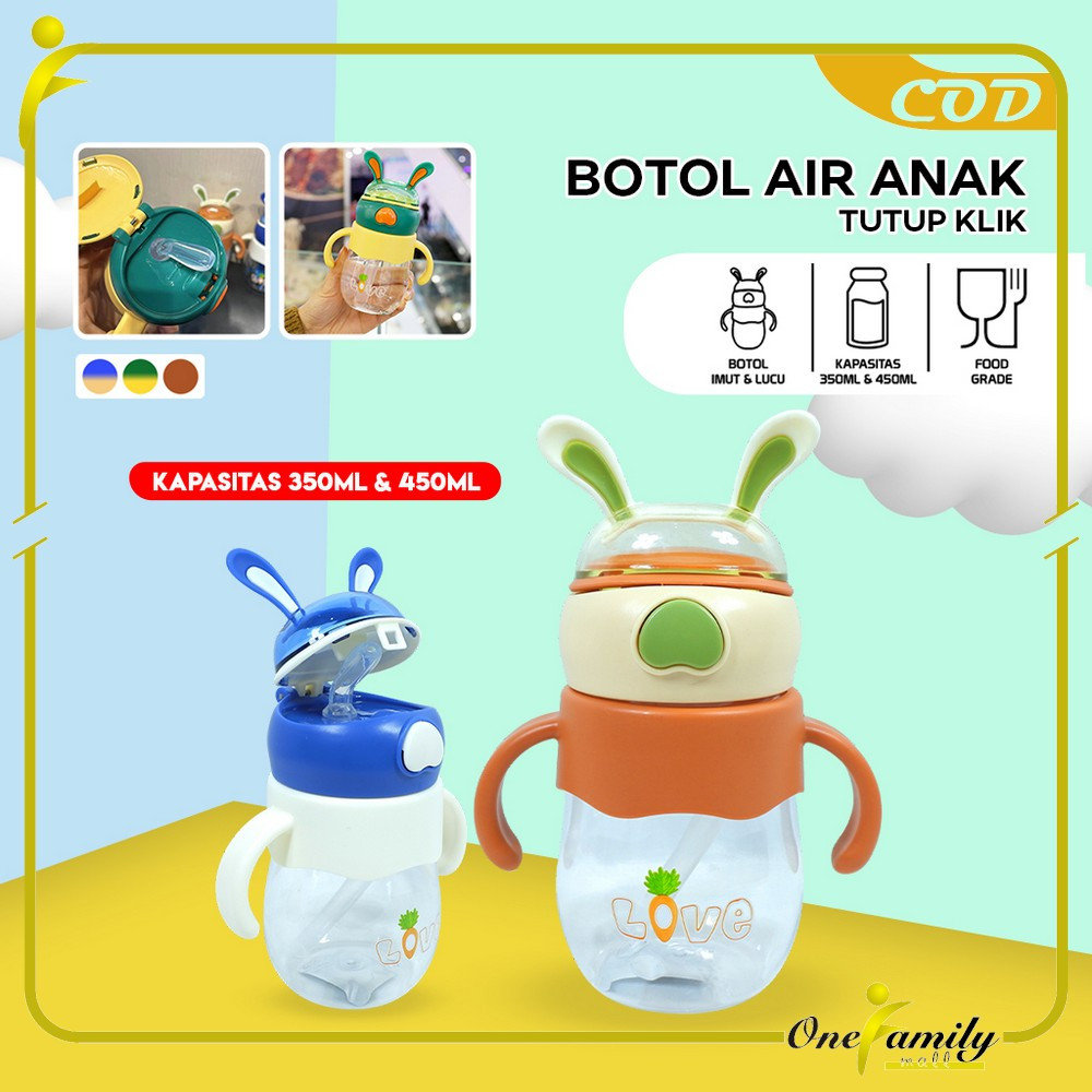 Jual ONE-C916 Botol Minum Anak BPA FREE 350ML Karakter Kelinci Lucu / Tempat Minum dengan ...