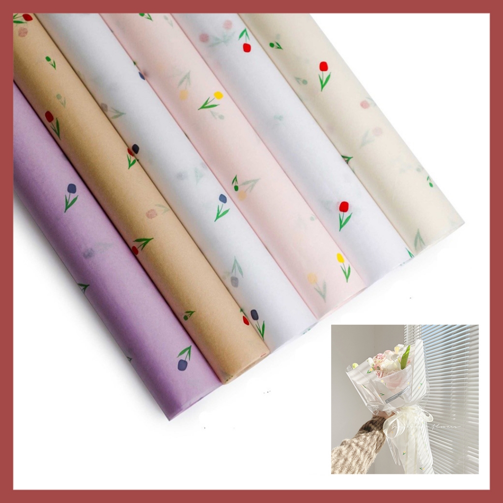 Jual Kertas Buket Bunga Flower Wrapping Motif Bunga Tulip KB6179 ...