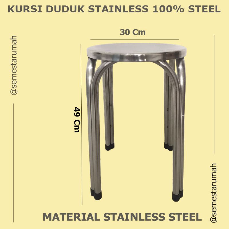 Jual Kursi Duduk Bulat Stainless Steel Kursi Bakso Warung Kursi Anti ...