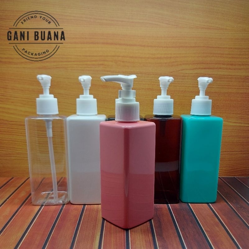Jual BOTOL PUMP 250ML KOTAK VARIAN TUTUP PUMP CLIP PUTIH/BOTOL PUMP 250ML PET | Shopee Indonesia