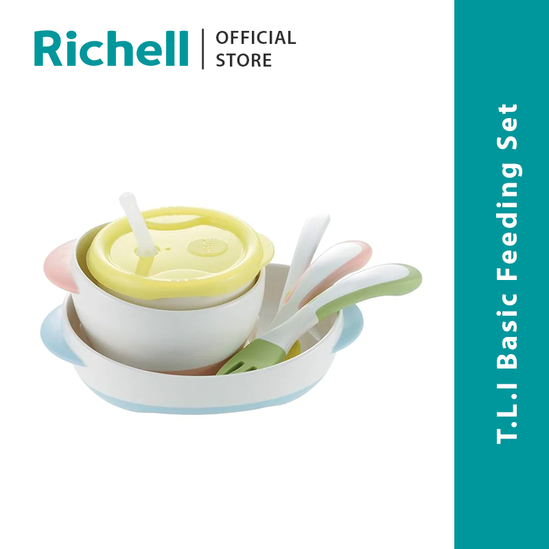 Jual RICHELL - Basic Feeding Set / Set Alat Makan Bayi / Piring MPASI/ Sendok MPASI / Mangkok ...