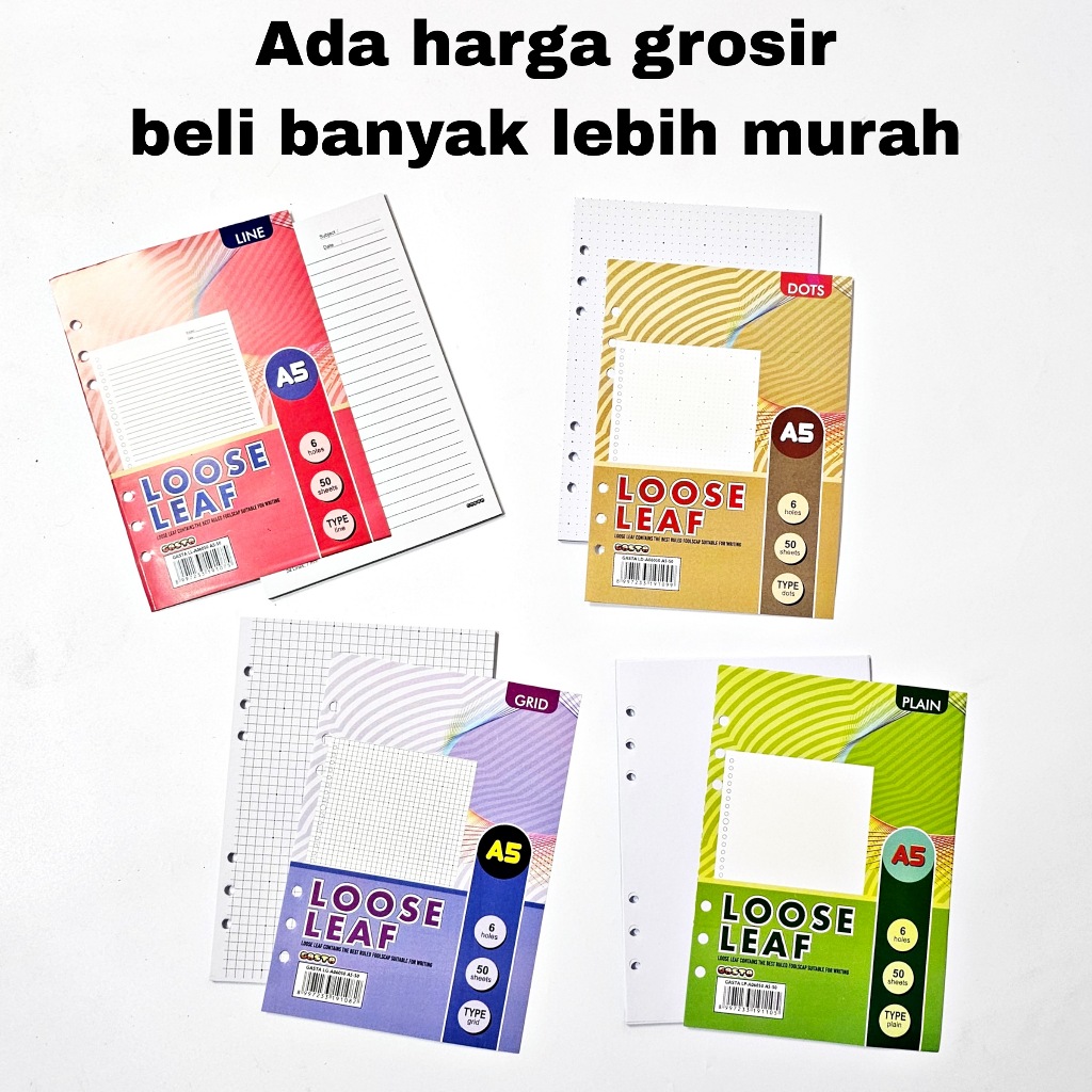 Jual SOS Loose Leaf Gasta A5-50 6 Ring Putih/Kertas Binder/Isi Binder ...