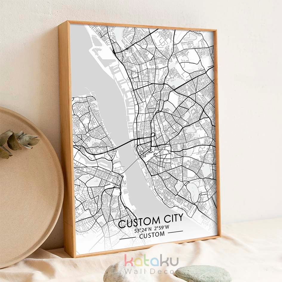 Jual CUSTOM City Map Art Wall Decor Poster Peta Kota Favoritmu Hiasan ...