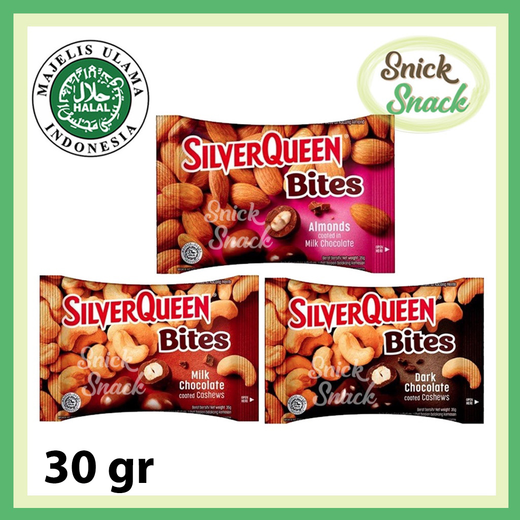 Jual Silver Queen Bites Coklat Butiran 30 gr Milk Almond Dark Chocolate ...