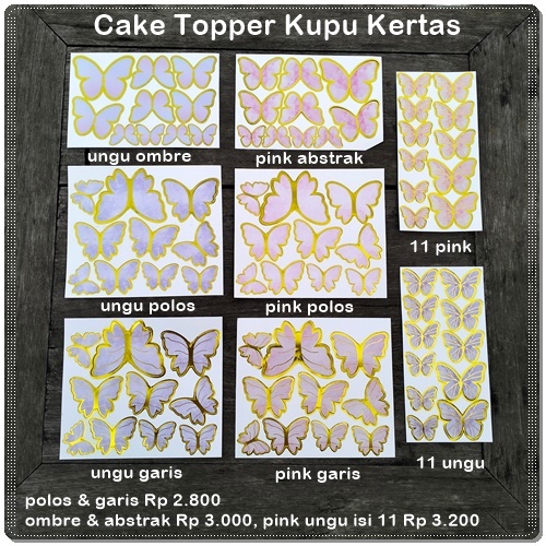 Jual TOPR-51 : Cake Topper / Hiasan Kue Cupcake Kupu-Kupu Kertas untuk ...