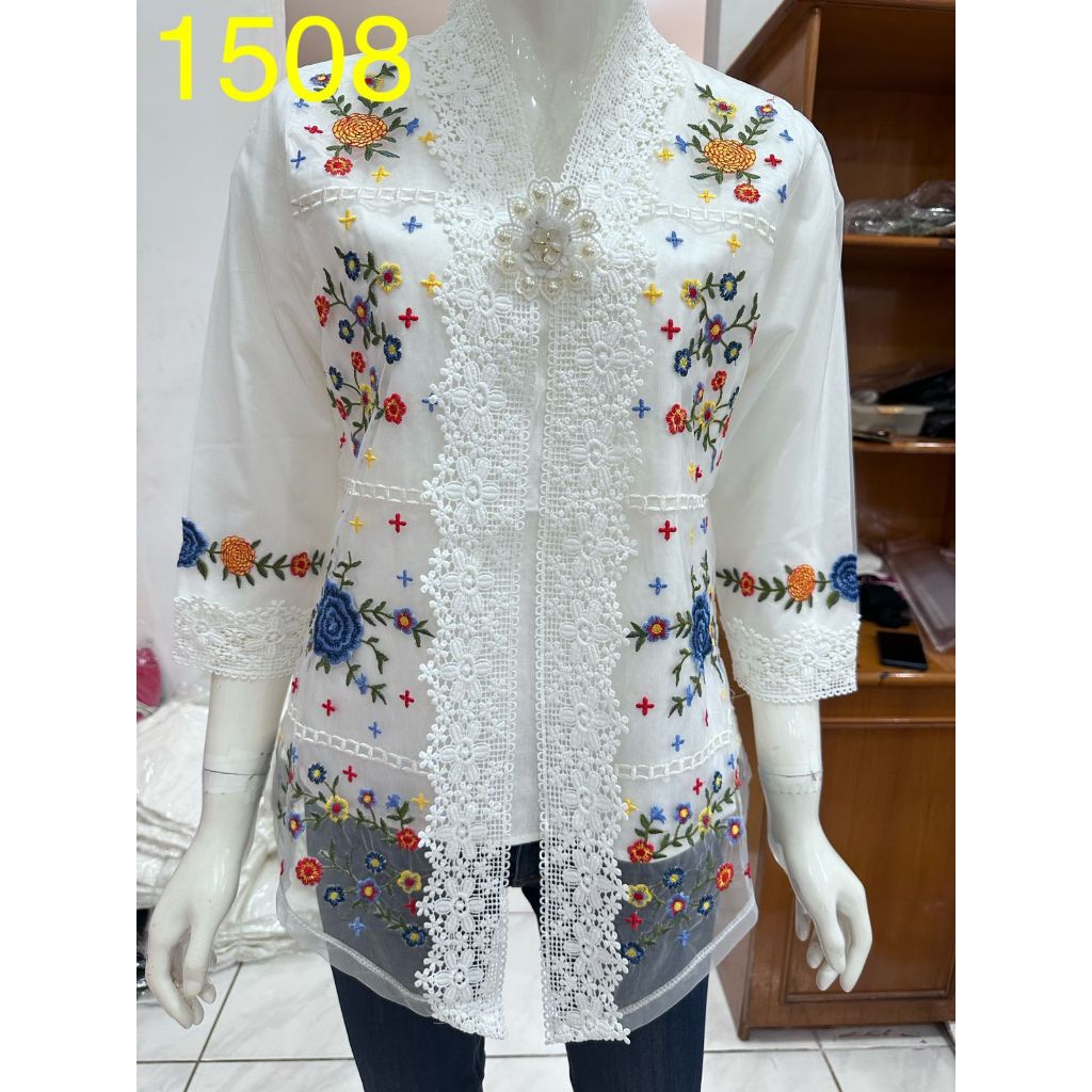 Jual 1508 kebaya rompi organdi alexuez premium brukat /kebaya encim ...